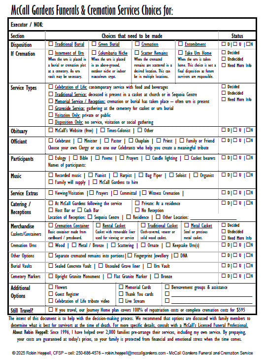McCalls-Funeral-Choices-Worksheet | McCall Gardens Funeral and ...